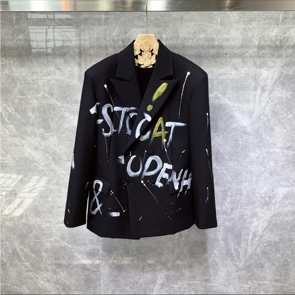 Jackets & Coats | Graphic Blazer With Letter Writingsize Largeruns Size ...